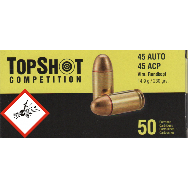 TopShot Competition .45 ACP FMJ, 230gn 50 St. - American Gun Shop, 22,70